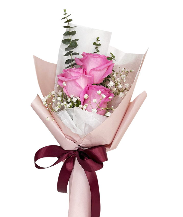 I Love You I 3 Vibrant Pink Rose Bouquet – D'Hummingbird Online Floral